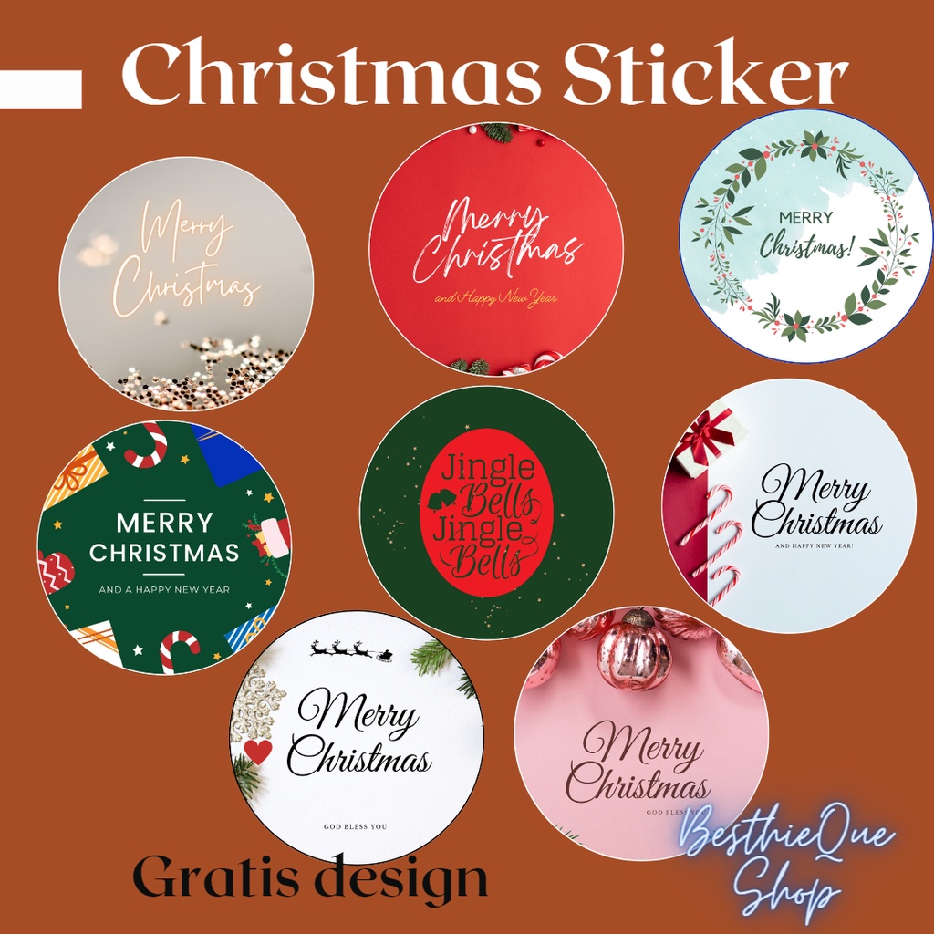 Jual (NATAL05) - Sticker Christmas Bulat | Shopee Indonesia