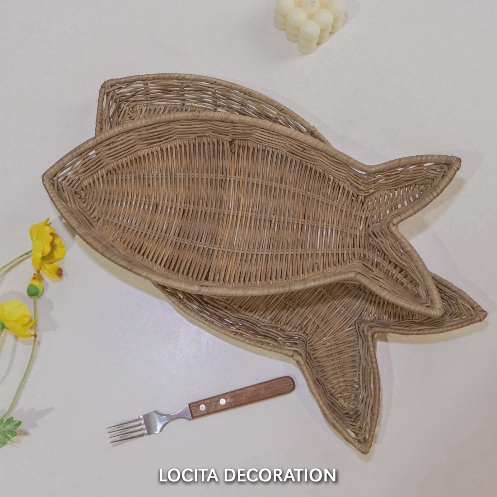 Jual Tray/Nampan Anyaman Rotan/Baki Rotan Bentuk Ikan | Shopee Indonesia