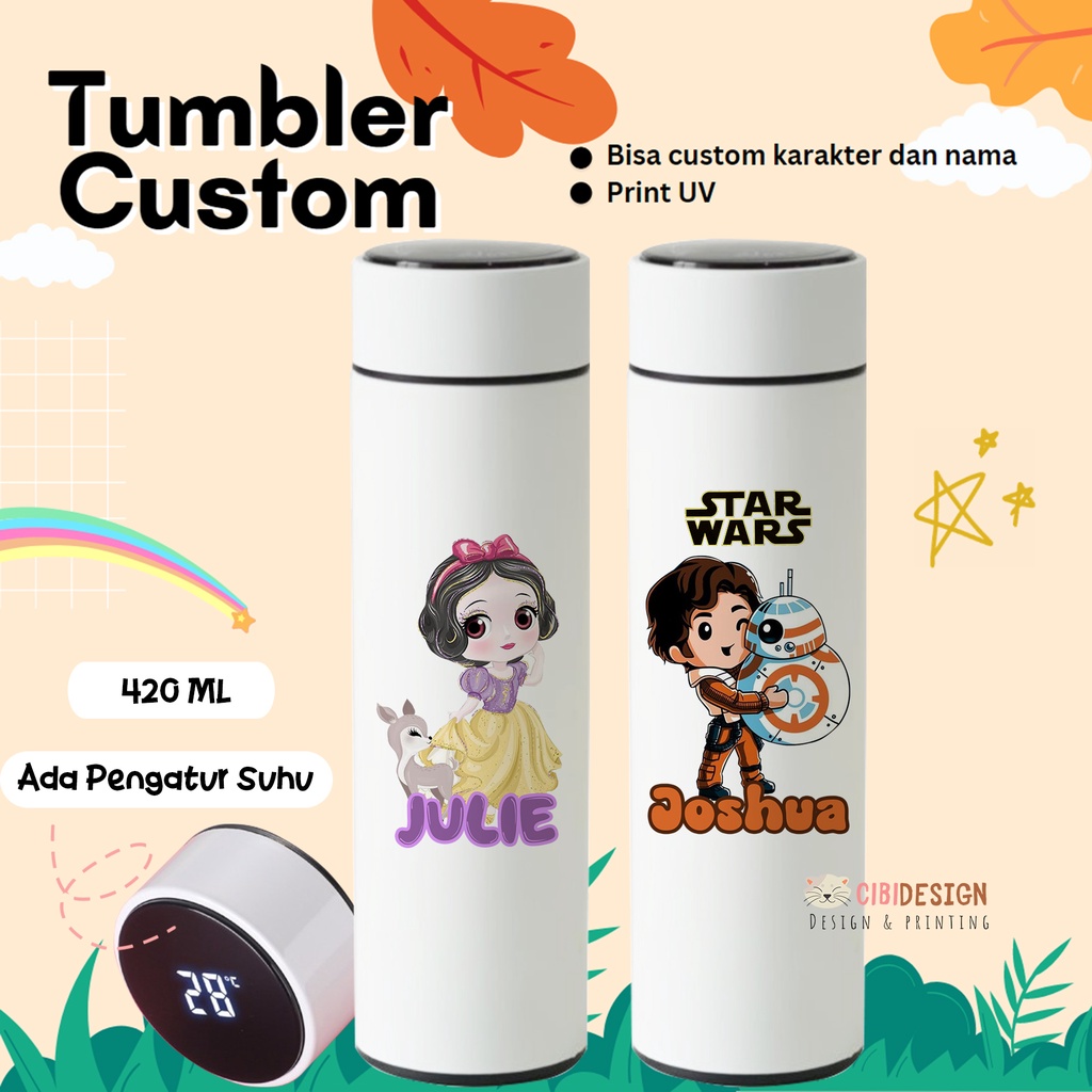 Jual Tumbler LED Custom 420 ML | Termos Custom | Termos LED Print UV | Botol Minum Custom ...