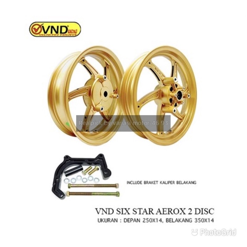 Jual velg vnd six start aerox double disc aerox old / new aerox ...