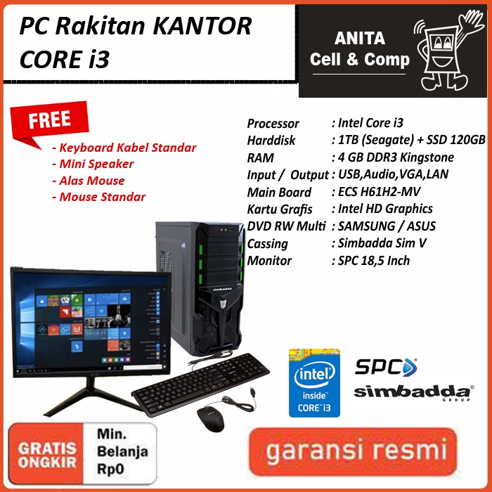 Jual Paket PC Rakitan Kantor Core i3 HDD 1TB RAM 4GB Monitor SPC | Shopee Indonesia