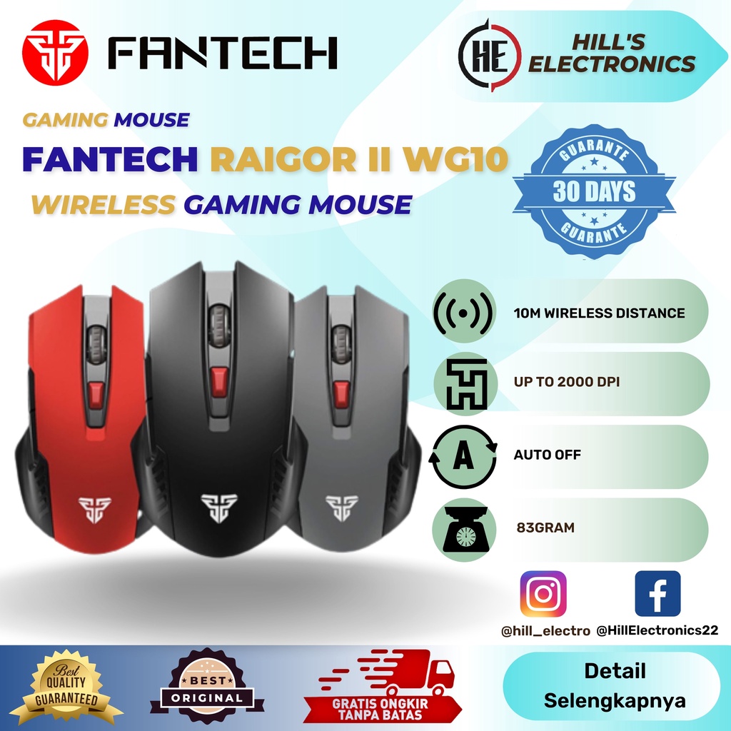 Jual Fantech RAIGOR II WG10 Gaming Mouse Wireless-Mistic Black | Shopee ...