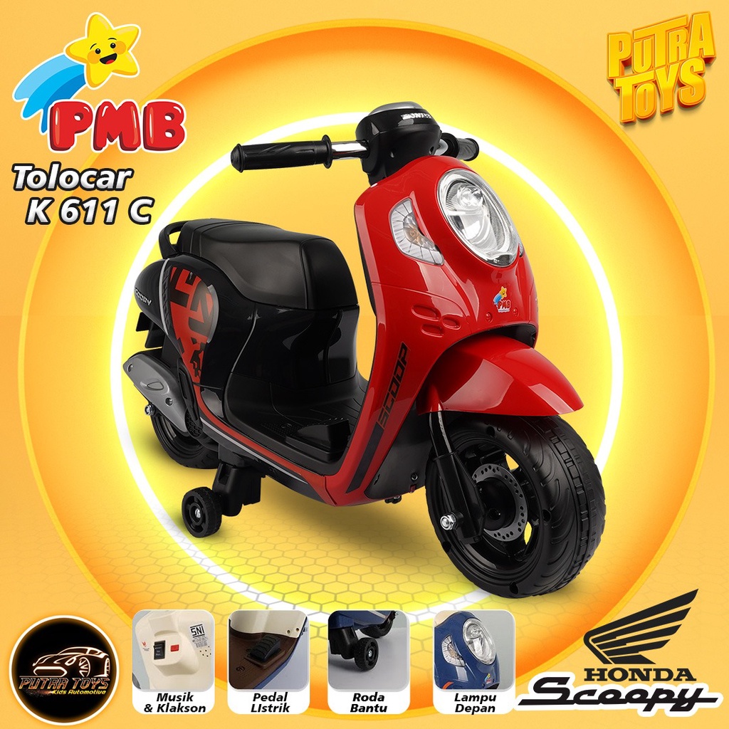 Jual MAINAN MOTOR AKI Mini ANAK PMB K611C HONDA SCOOPY licensed by ...