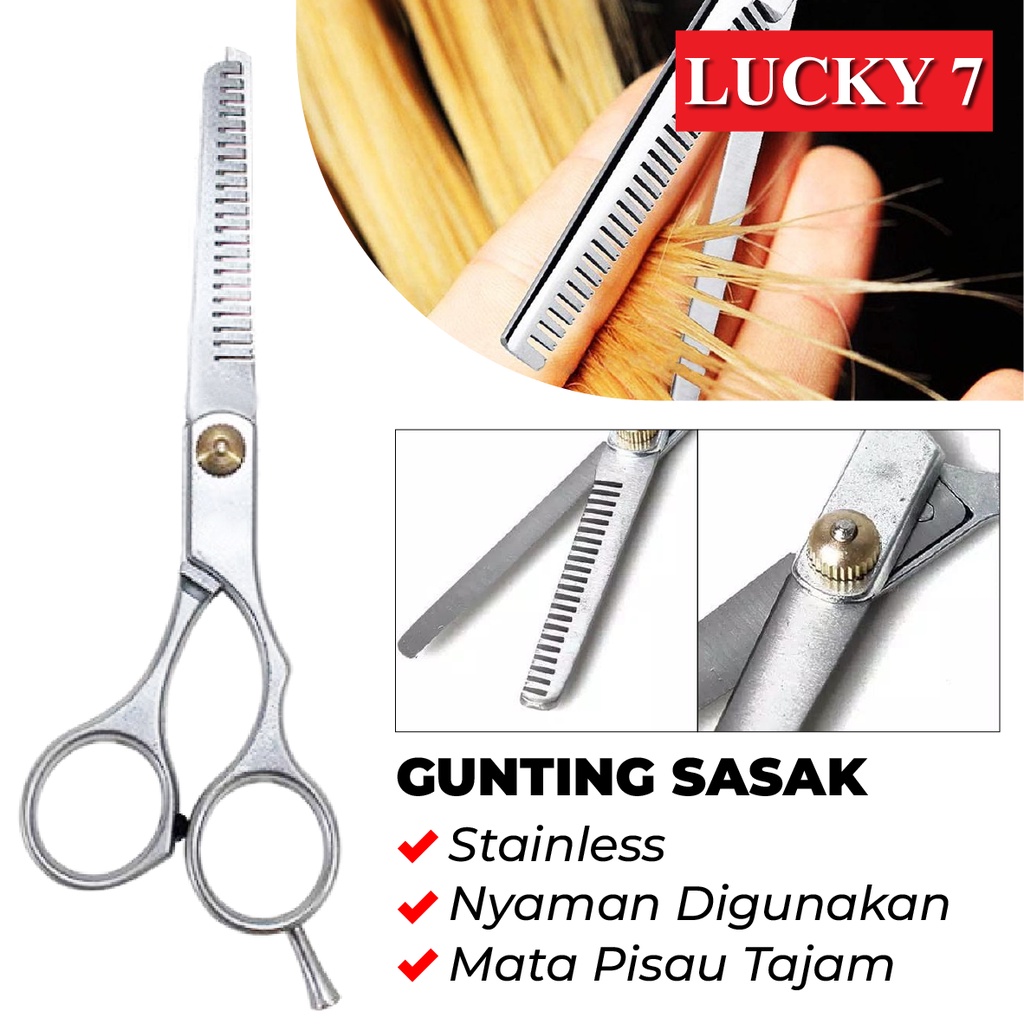 Jual (COD) Gunting Rambut Sasak Stainless Steel Alat Cukur Tipis Desain ...