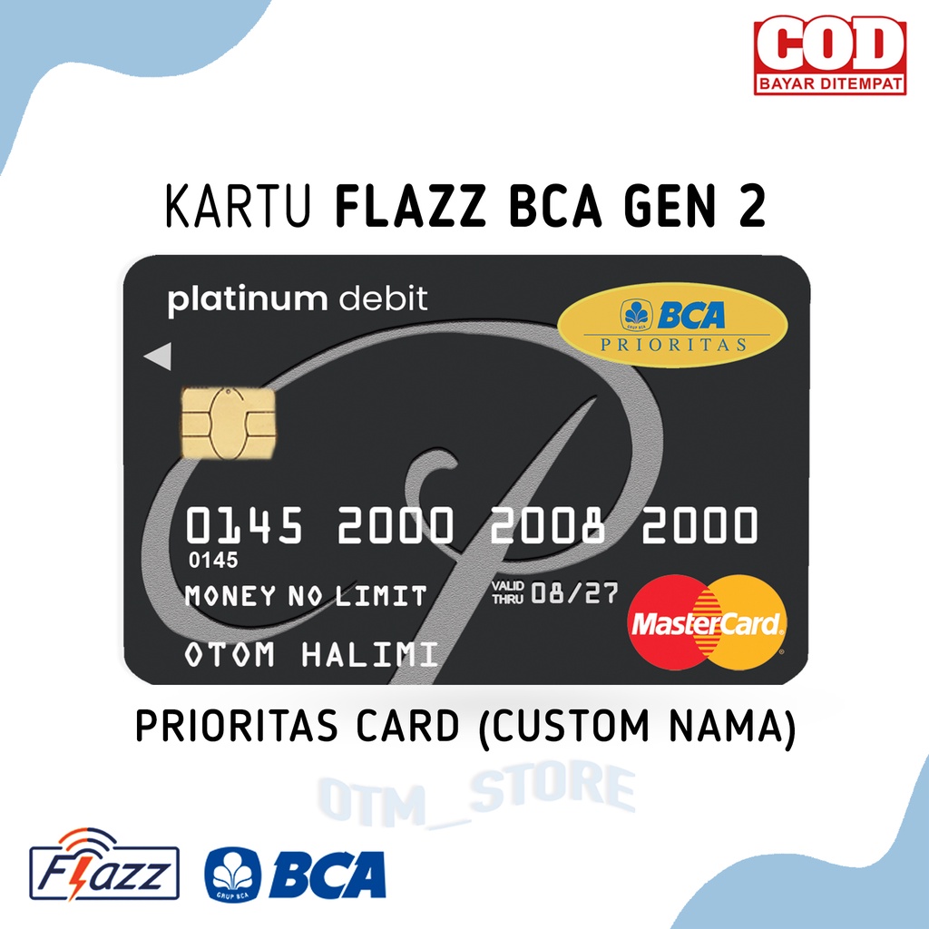 Jual Kartu FLAZZ BCA GEN 2 Terbaru Design Prioritas & Black Card Card Bisa Custom Nama sudah NFC ...