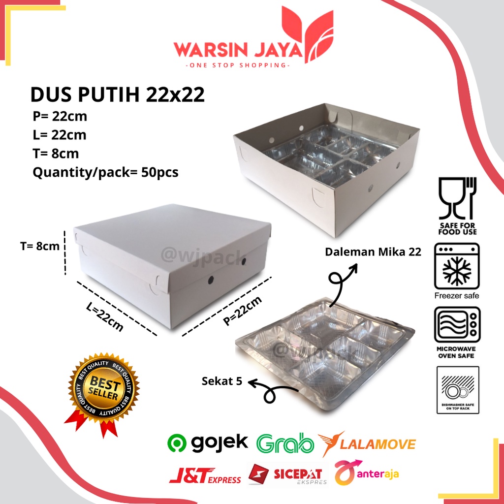 Jual DUS NASI BOX PUTIH UK 22X22 ISI 50PC | Shopee Indonesia