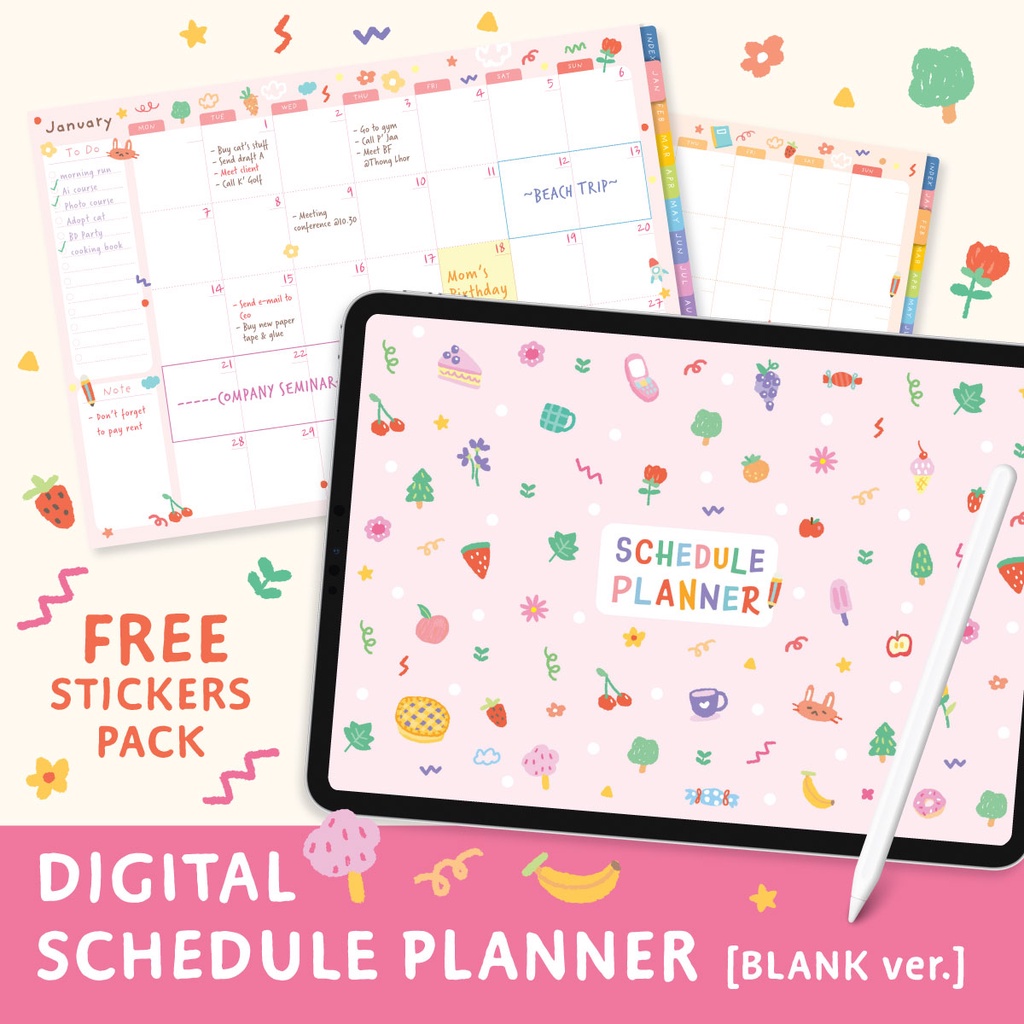 Jual Digital Schedule Planner BuJo Journal Yearly Monthly Daily for ...