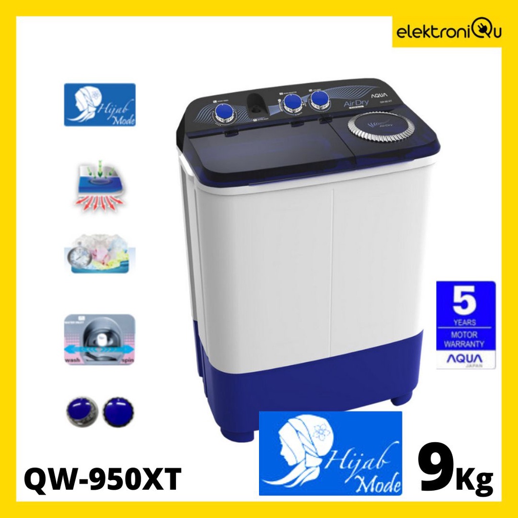 Jual MESIN CUCI AQUA QW-950XT TWIN TUB/2 TABUNG 9 KG HIJAB MODE | Shopee Indonesia