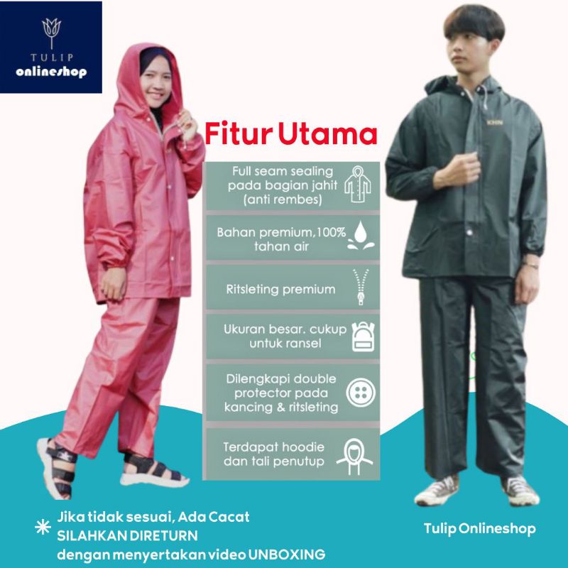 Jual Jas Hujan Mantel Hujan Pria Wanita Dewasa Model Setelan Terbaik Berkualitas Awet Tahan Lama ...