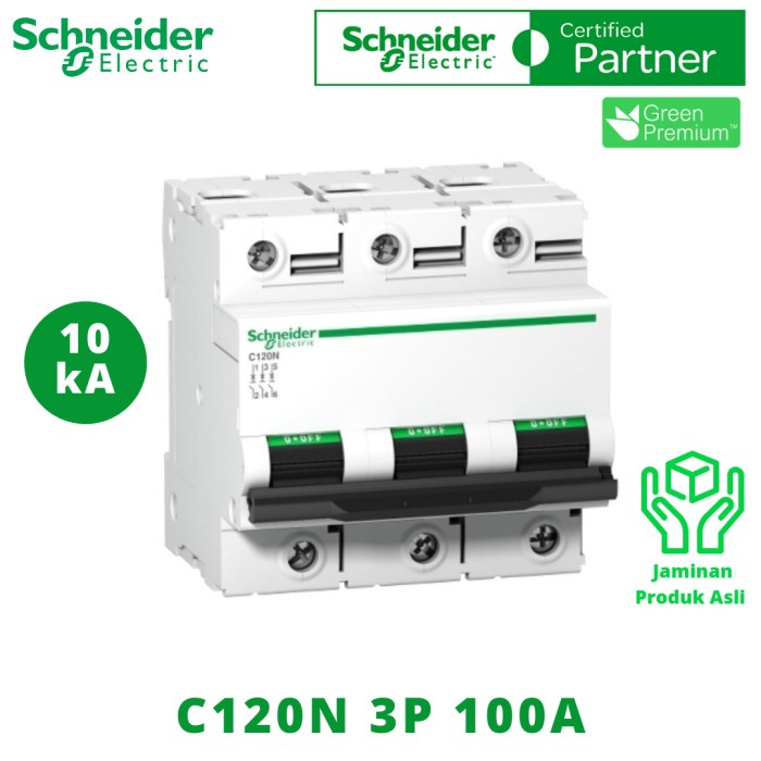 Jual MCB C120N 3P 100A 3 PHASE 100 AMPERE 10KA SCHNEIDER ORI SNI | Shopee Indonesia