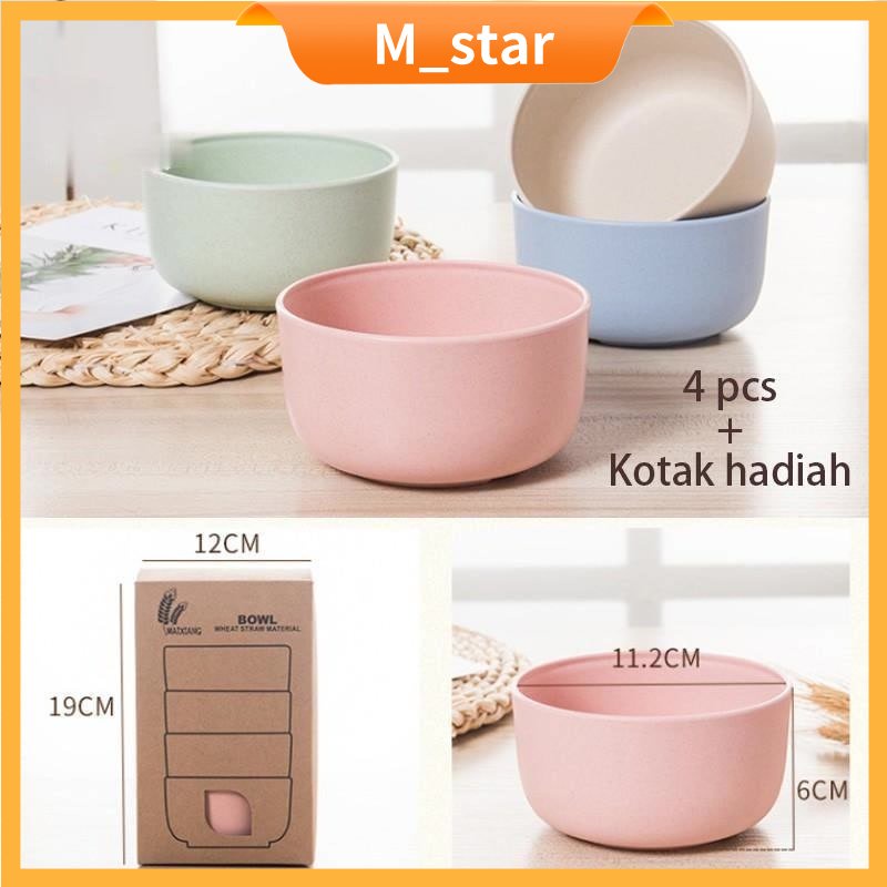 Jual (4 IN 1) Mangkok Wheat Straw/Mangkok Set 4pcs Wheat Straw/Mangkuk ...