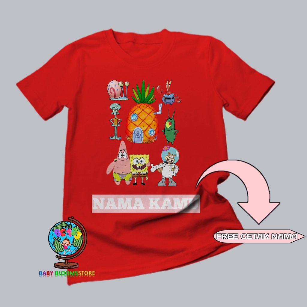 Jual Kaos Anak Custom Gambar Spongebob Baju Kartun Unisex Bahan Premium ...