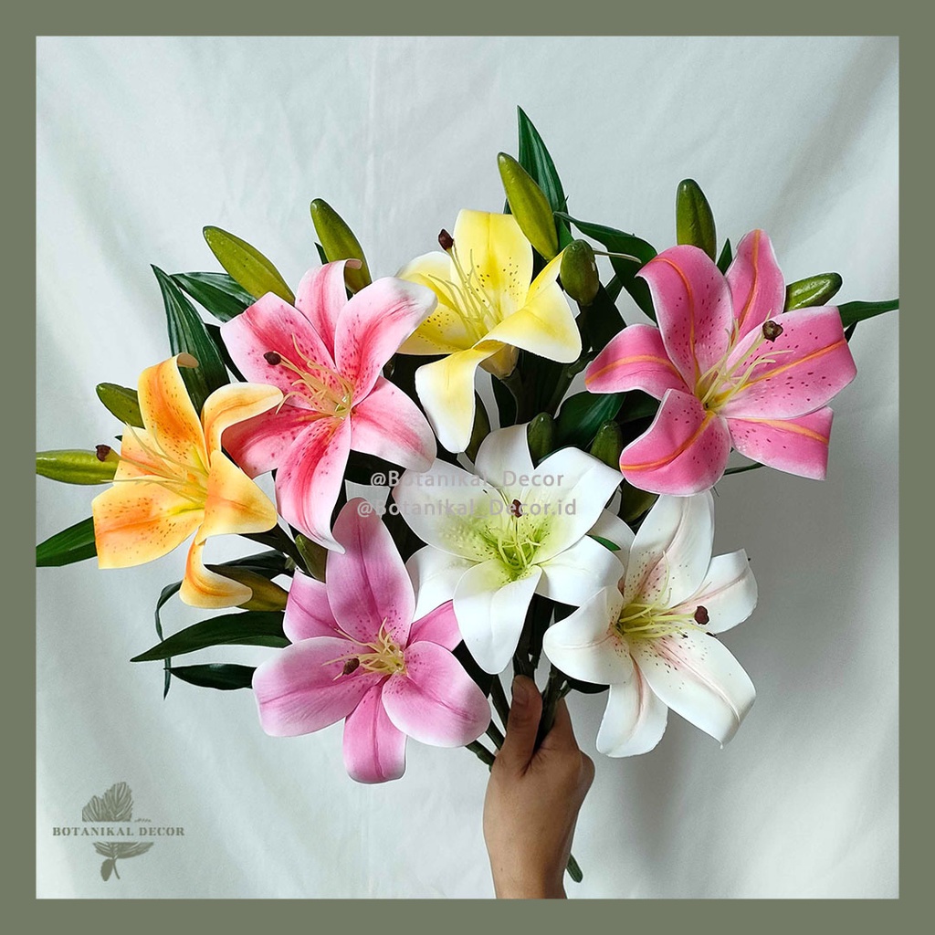 Jual Real Touch Lily Flower Bunga Lily Imitasi Latex Artificial Dekorasi Rumah Ruang Buket ...