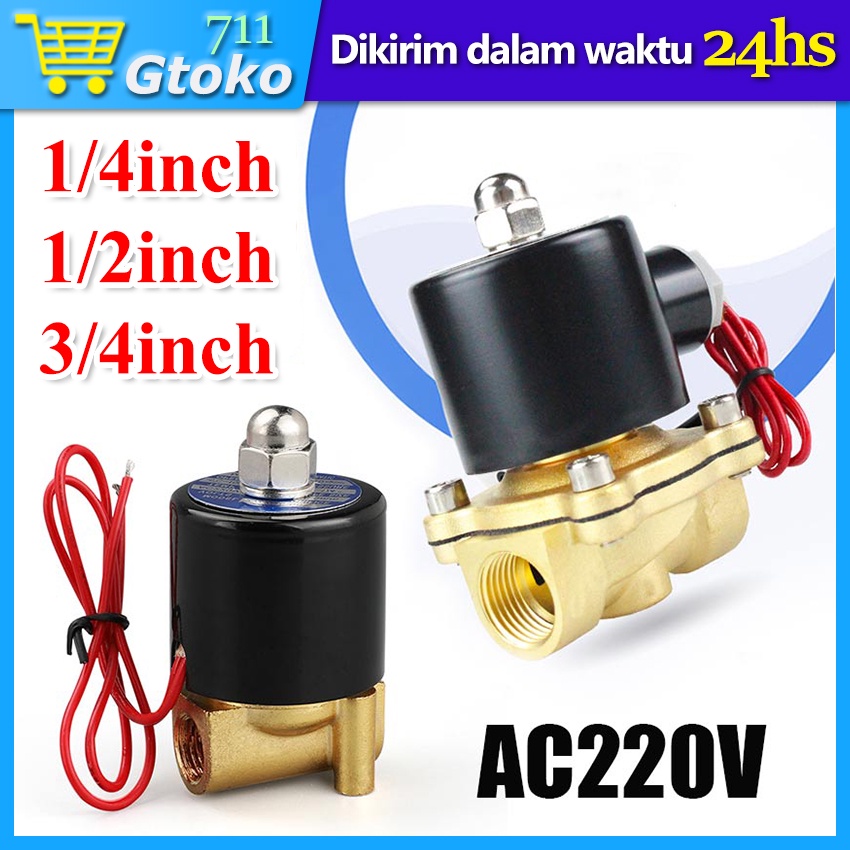 Jual Solenoid Valve 1/4 inch 1/2 inch 3/4 inch Bahan Kuningan Water Valve Solenoid AC 220V ...