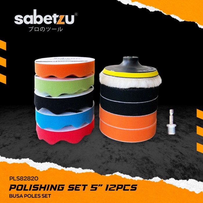 Jual Busa poles set 12pcs 5 inch sabetzu sponge polishing set spon pad ...