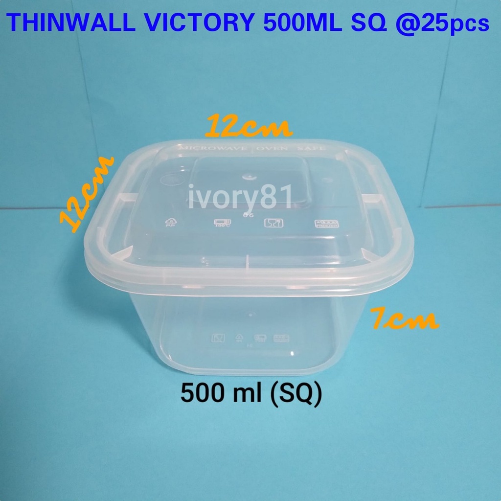 Jual Thinwall food container 500ml kotak SQ/ Cup salad 500ml/ Cup es ...
