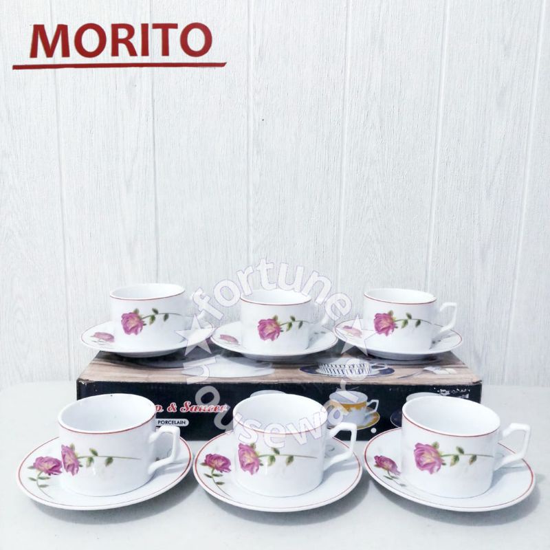 Jual MORITO Cangkir Set Rose 1 / Cangkir Dengan Piring Tatakan 12PCS ...