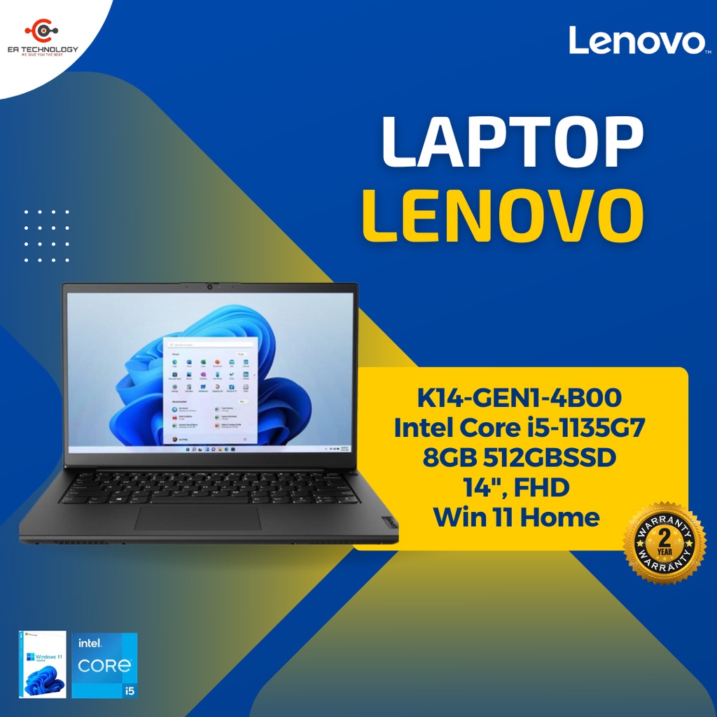 Jual LENOVO K14-GEN1-4B00 Intel Core i5-1135G7 8GB 512GB SSD 14" FHD TN WIN11HOME | Shopee Indonesia