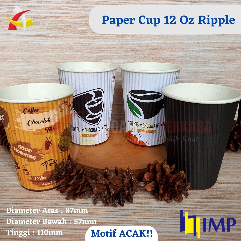 Jual Paper Cup Double Wall / Paper Cup 12 Oz Ripple 360ml Tebal @50pcs ...