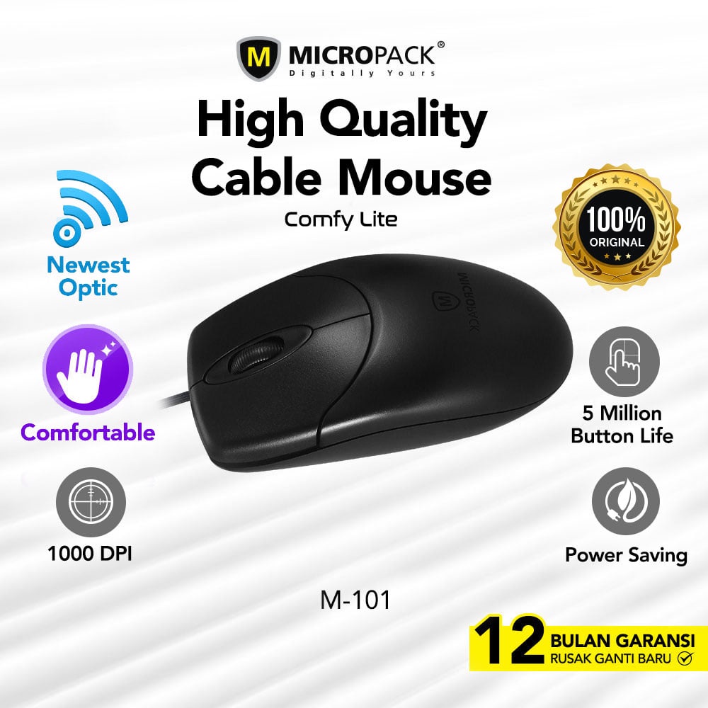 Jual MICROPACK MOUSE KABEL COMFY LITE M101 WIRED OPTICAL MOUSE | Shopee ...