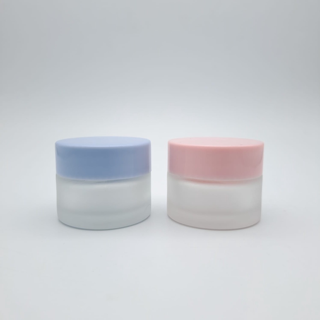 Jual [MINIM 20PCS] POT KRIM 15GR KACA FROSTED / DOFF - TUTUP BIRU PINK ...