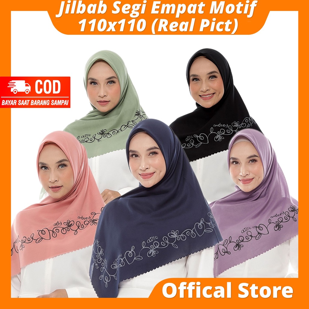 Jual Jilbab Segi Empat Motif Premium Terbaru Mewah Kerudung Segiempat ...