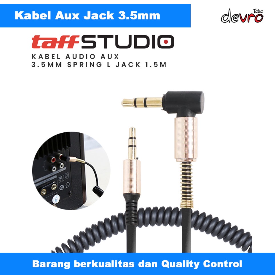 Jual TaffSTUDIO Kabel Audio AUX 3.5mm Spring L Jack 1.5m - Kabel JACK ...