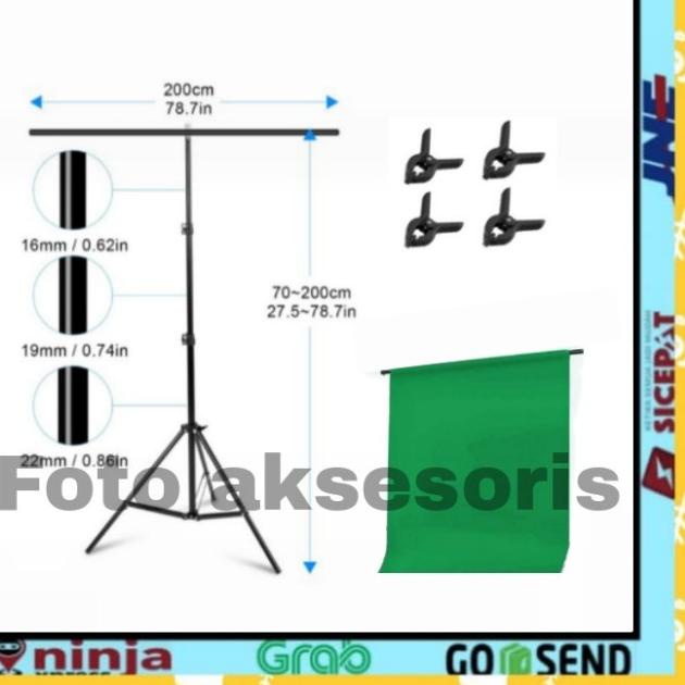 Jual green screen stand T-shape backdrop photography 200 x 200cm 4 ...
