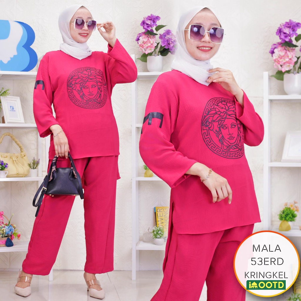 Jual One Set Tunik Viral Motif Sablon Model Pinguin Kringkel Airflow ...