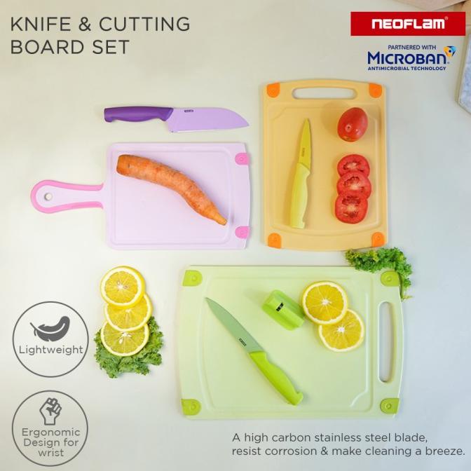Jual Neoflam Mukizu Knives & Cutting Board Set with FREE Sharpener ...