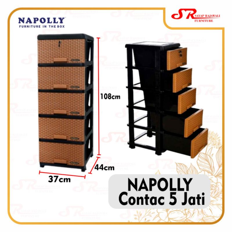 Jual Napolly Lemari Plastik susun 5 Contac 5 jati | Shopee Indonesia