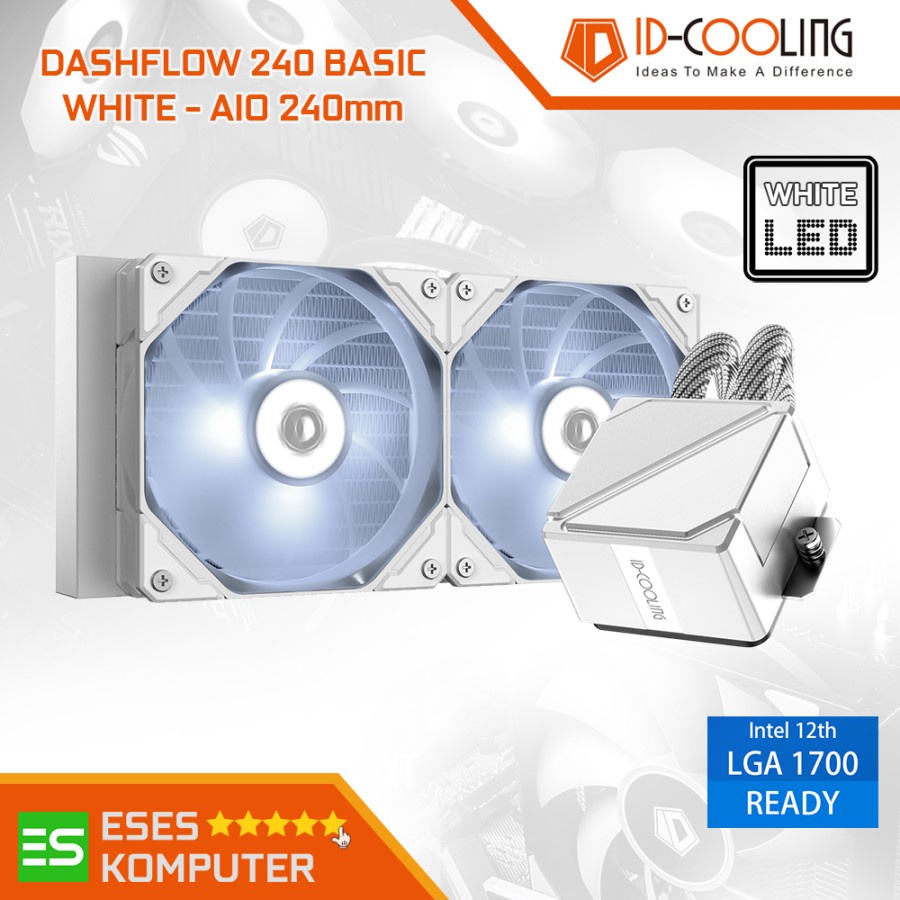 Jual ID-COOLING DASHFLOW 240 BASIC WHITE AIO 240mm CPU Liquid Water Cooler | Shopee Indonesia
