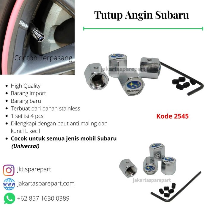 Jual Tutup Angin Subaru / Pentil Ban Mobil Subaru / Baut Anti Maling ...