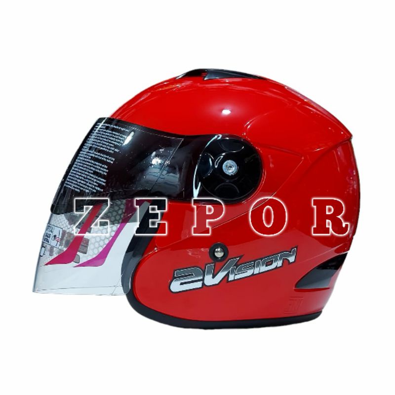 Jual Helm KYT 2 VISION Solid Fire Red I Merah Original SNI DOT Half ...