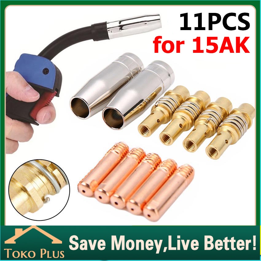 Jual 11Pcs Nozzle MB-15 Kontak Konektor Gas 15ak Mig / Mag MB-15 MIG ...