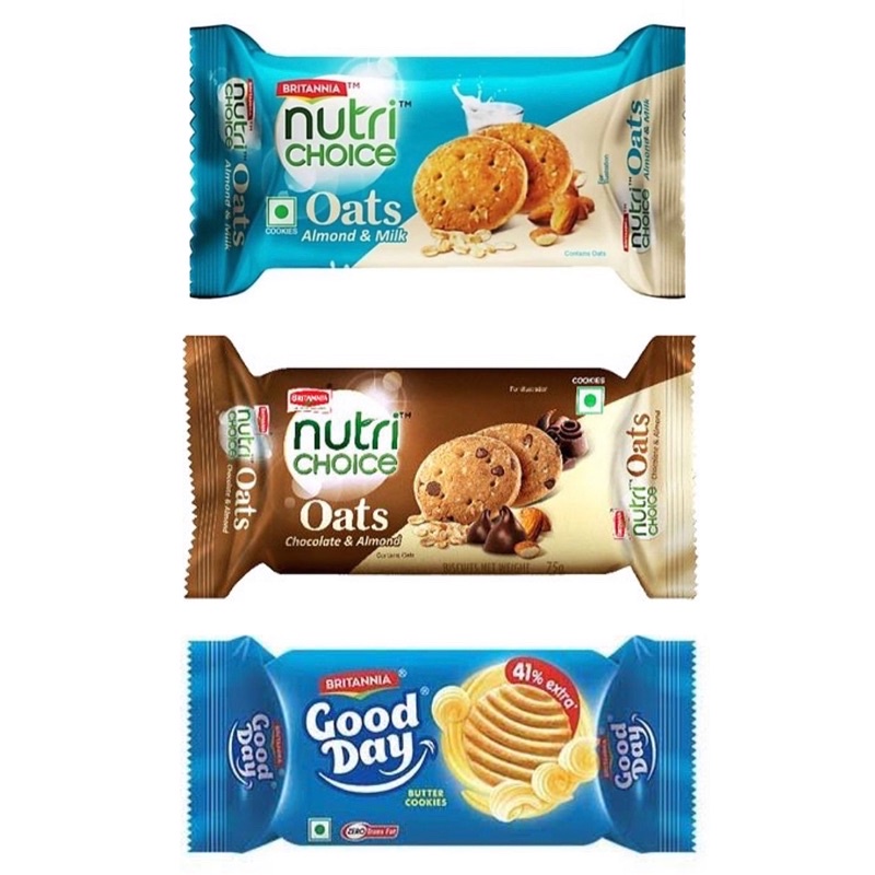 Jual Britannia / Nutrichoice / Oats / ALMOND / & / MILK / 75g / Biscuit ...