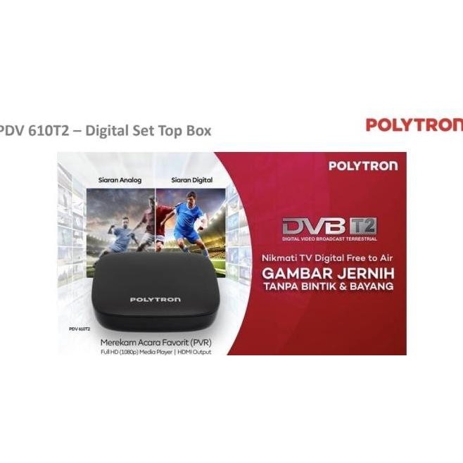 Jual POLYTRON Set Top Box PDV-610T2 DVB T2 TV Receiver STB Siaran ...