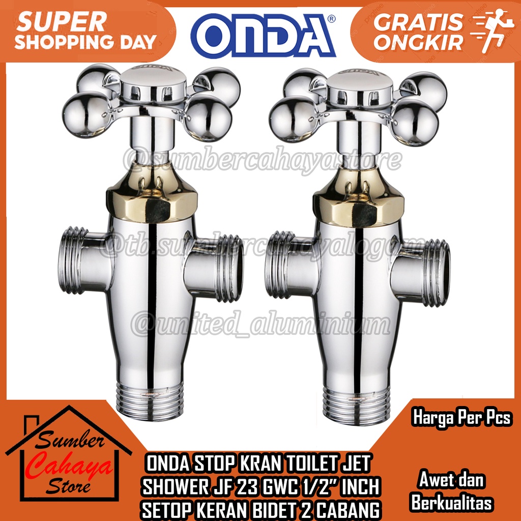 Jual ONDA JF 23 GWC Stop Kran Toilet Katup Keran Shower Cabang Angle ...