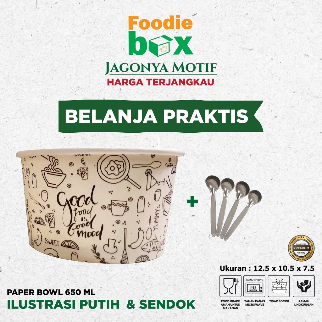 Jual Bowl Foodgrade | Paper Bowl 650 ml | Bowl Motif | Desain Rice Bowl ...