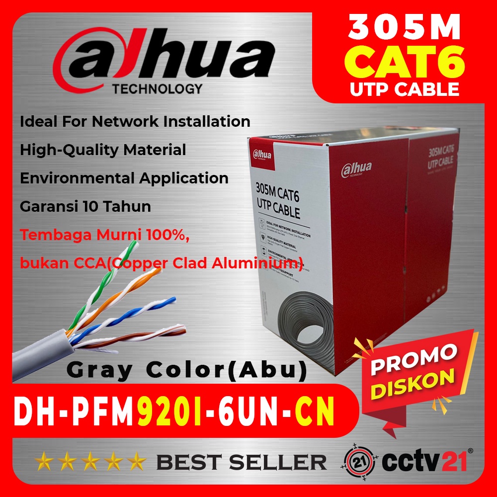 Jual DH-PFM920I-6UN-CN Kabel UTP DAHUA CAT6 CAT 6 LAN IP 305M Gray Color | Shopee Indonesia