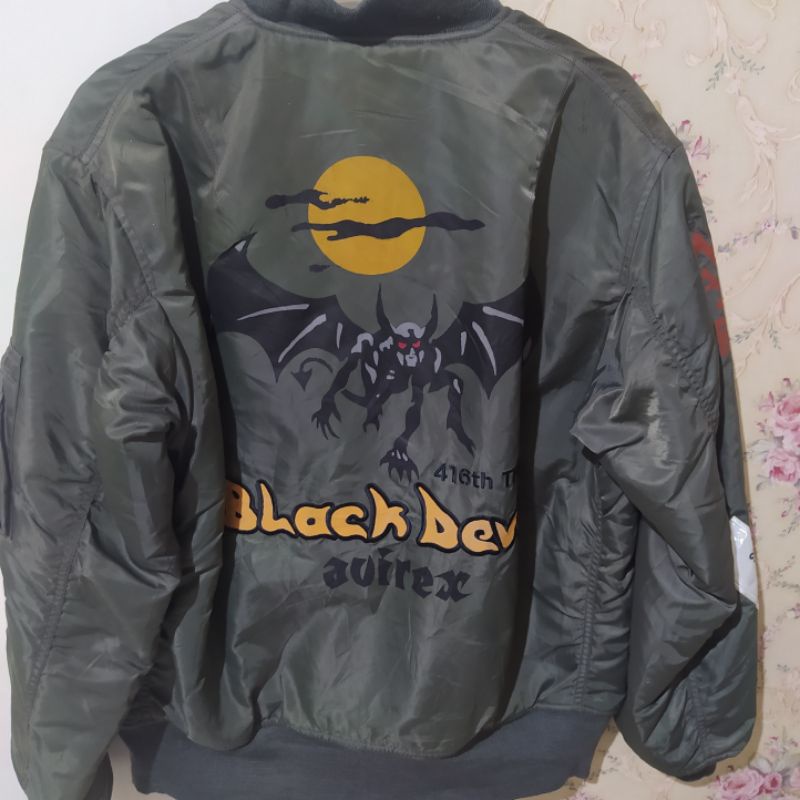Jual AVIREX Bomber Jacket Army Black Devil | Shopee Indonesia