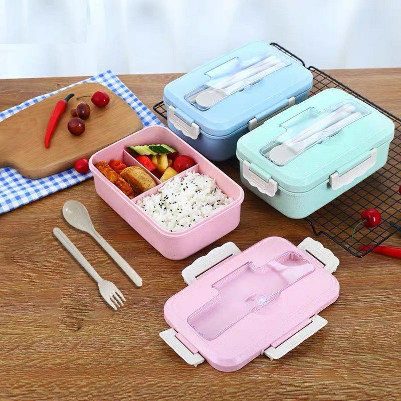 Jual Lunch Box Set Jerami Gandum KTM-01 1000ML Kotak Makan 3 Sekat ...