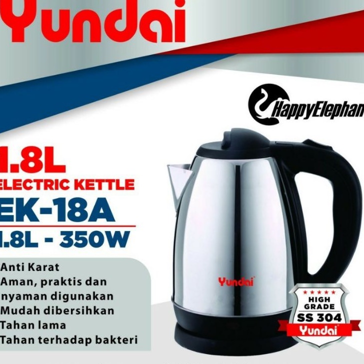 Jual YUNDAI KETTLE LISTRIK 1.8LITER EK-18A 350 WATT TEKO AIR PANAS ...