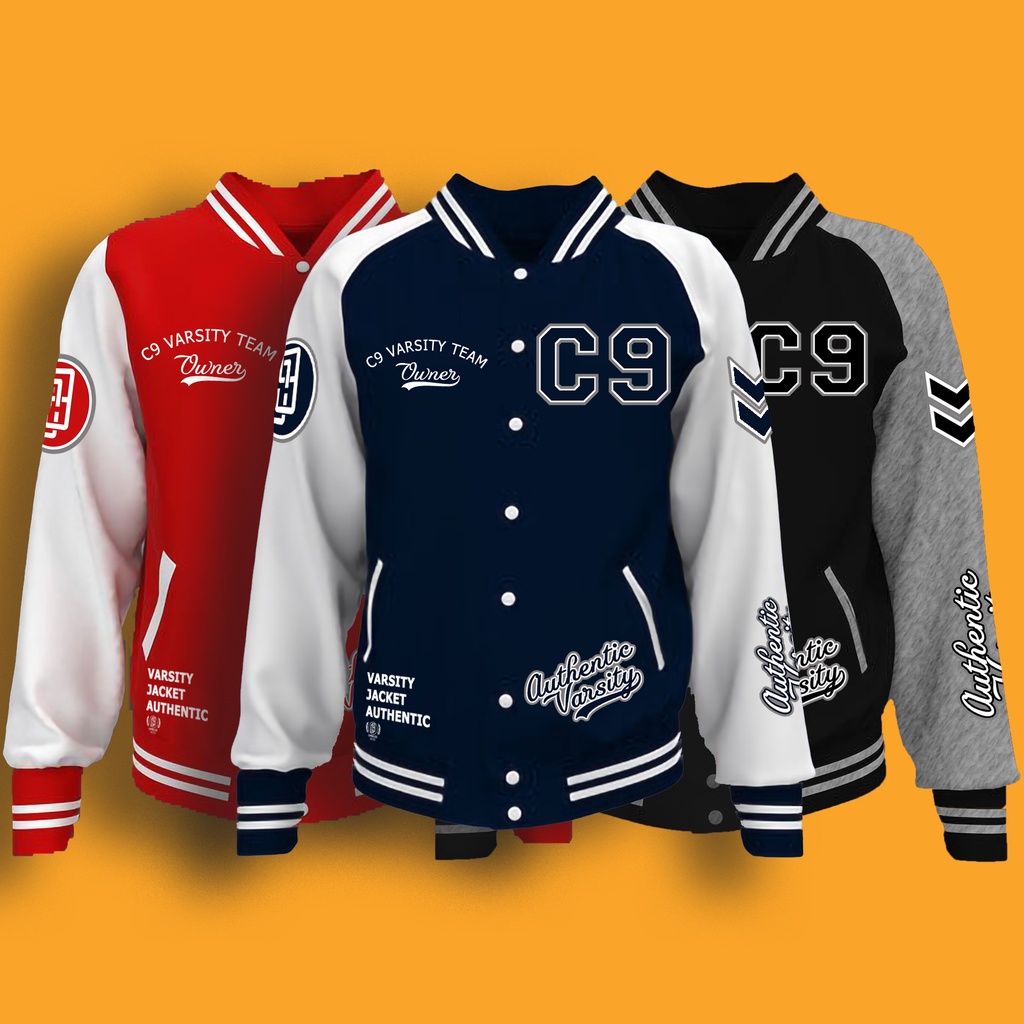 Jual Jaket Baseball Varsity Kancing Motif Printing Pria | Shopee Indonesia