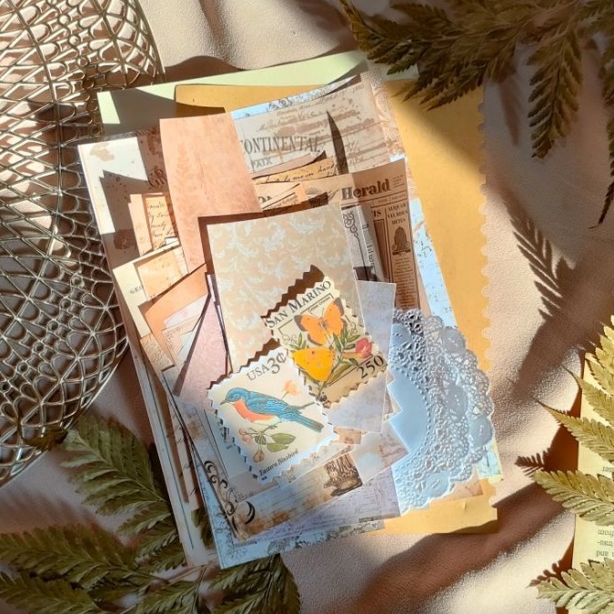 Jual [+40 Psc] Journal Kit Kertas Deco Vintage Scrapbook Brown Edition ...