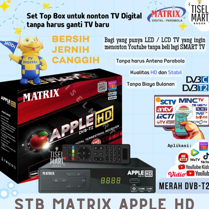 Jual Set Top Box TV Digital MATRIX APPLE HD Receiver TV DVB T2 Red UHF STB | Shopee Indonesia
