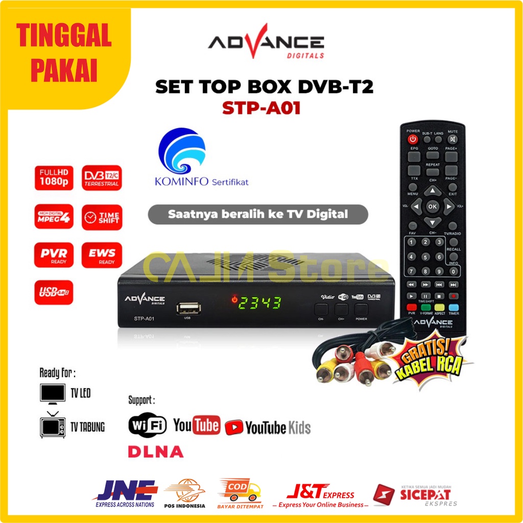 Jual STB SET TOP BOX WELHOME RECEIVER PENERIMA SIGNAL DVB T2 01 TV DIGITAL FULL HD CROWN 0006 ...