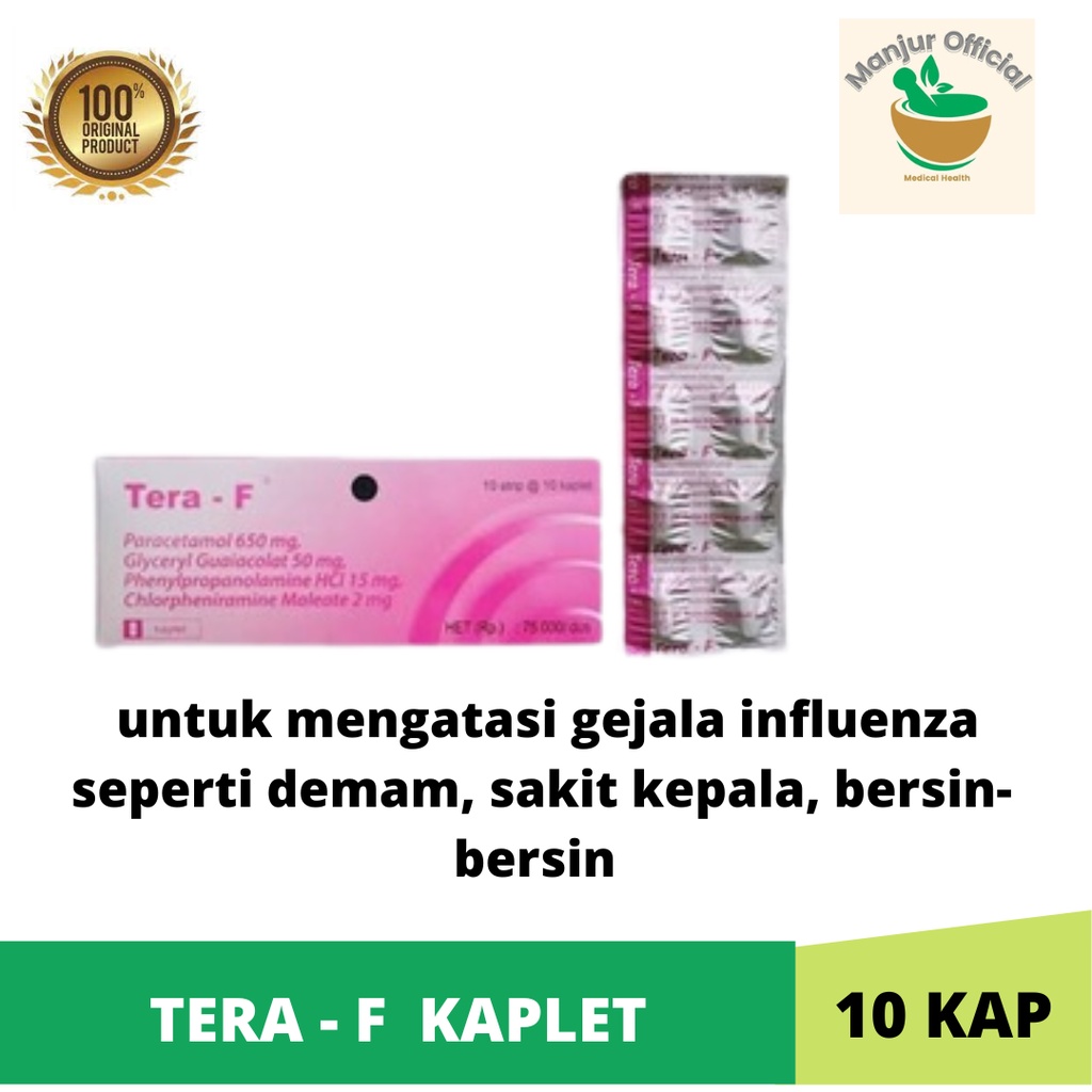 Jual Tera-F Obat Demam Meriang Flu Batuk Paracetamol 650MG | Shopee ...