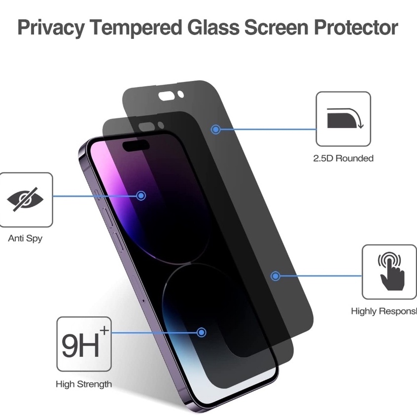 Jual Hitam Glass Anti PEEK SPY Privacy iPhone 17 14 14+ 13 12 11 14Pro ...