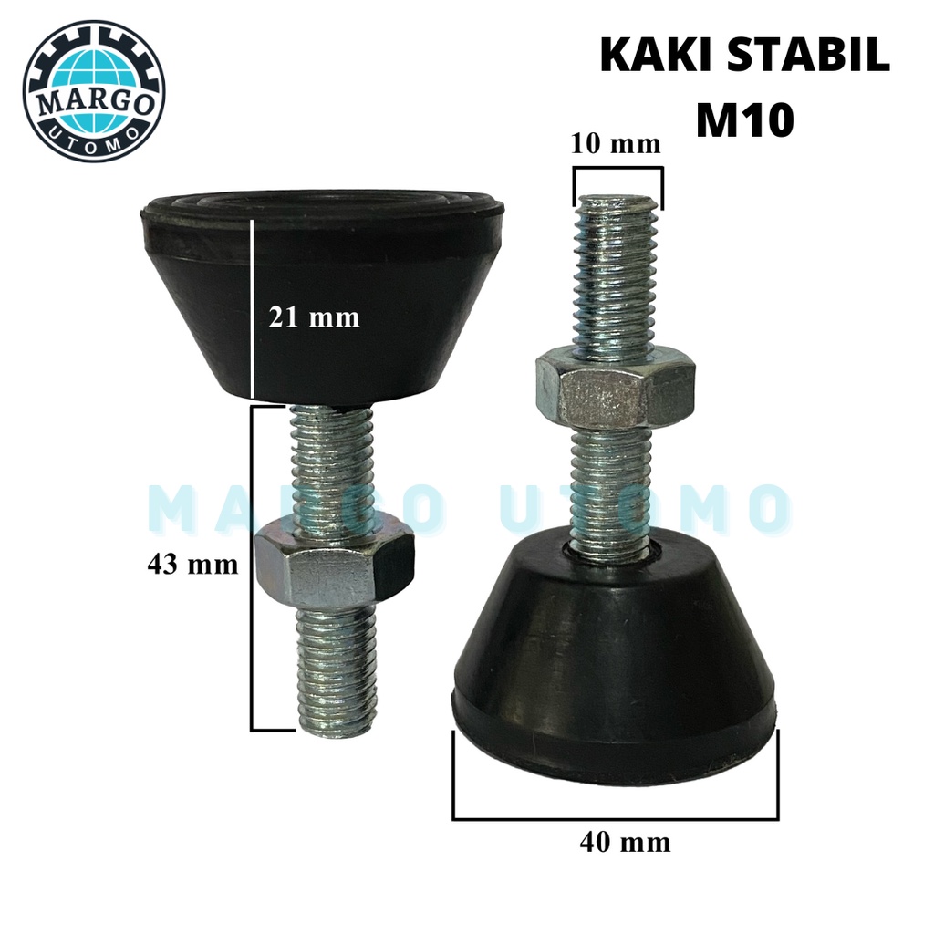 Jual Adjuster Kaki Stabil M10 Putih D40 Panjang Baut 43 mm dan Mur ...